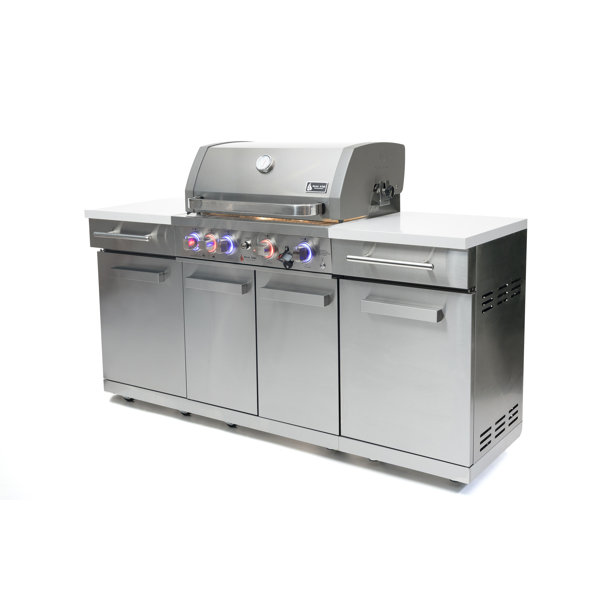 Mont Alpi 5-burner 63000 Btu Stainless Steel Compact Outdoor Kitchen Island Barbecue Gas Grill ...